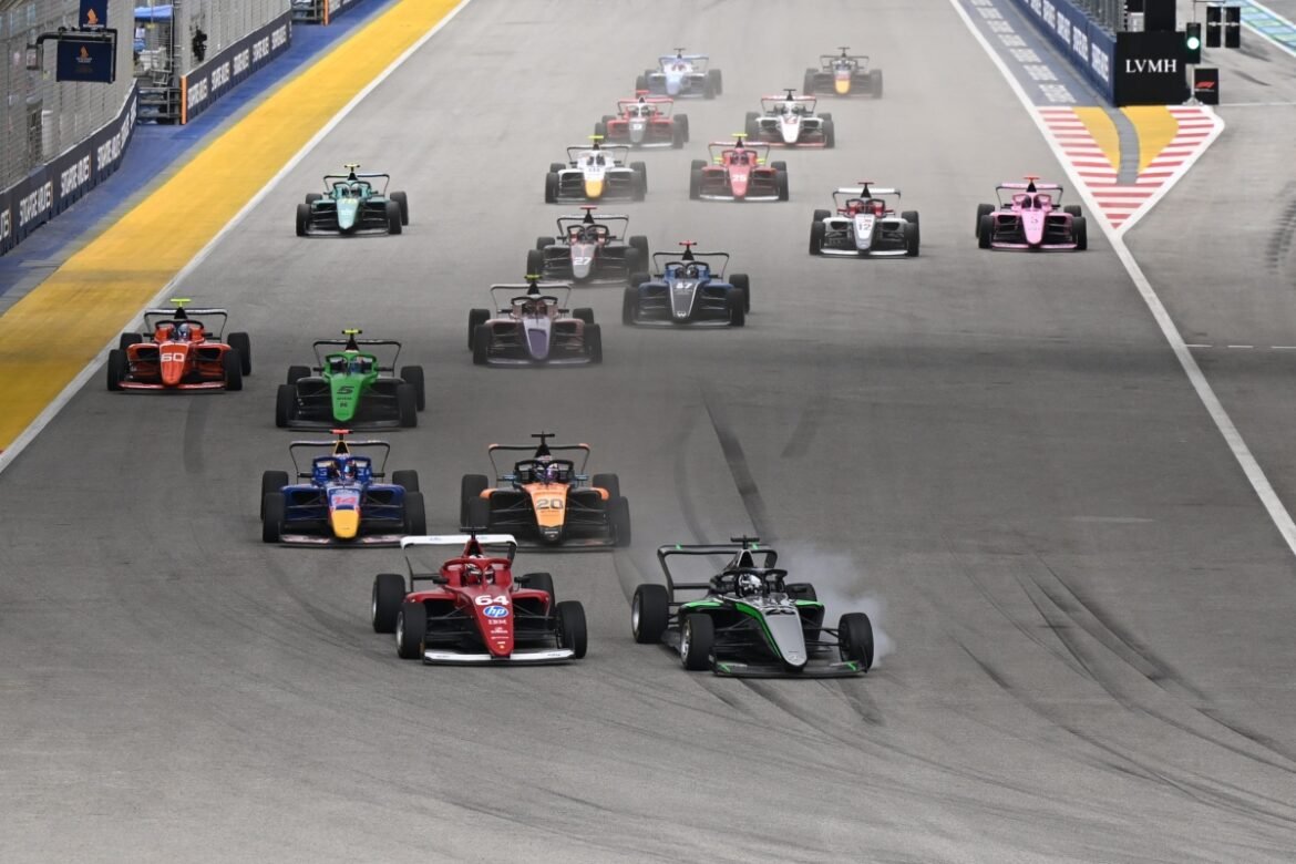 Weug wins in wet after passing Pin in F1 Academy race two in Singapore ...
